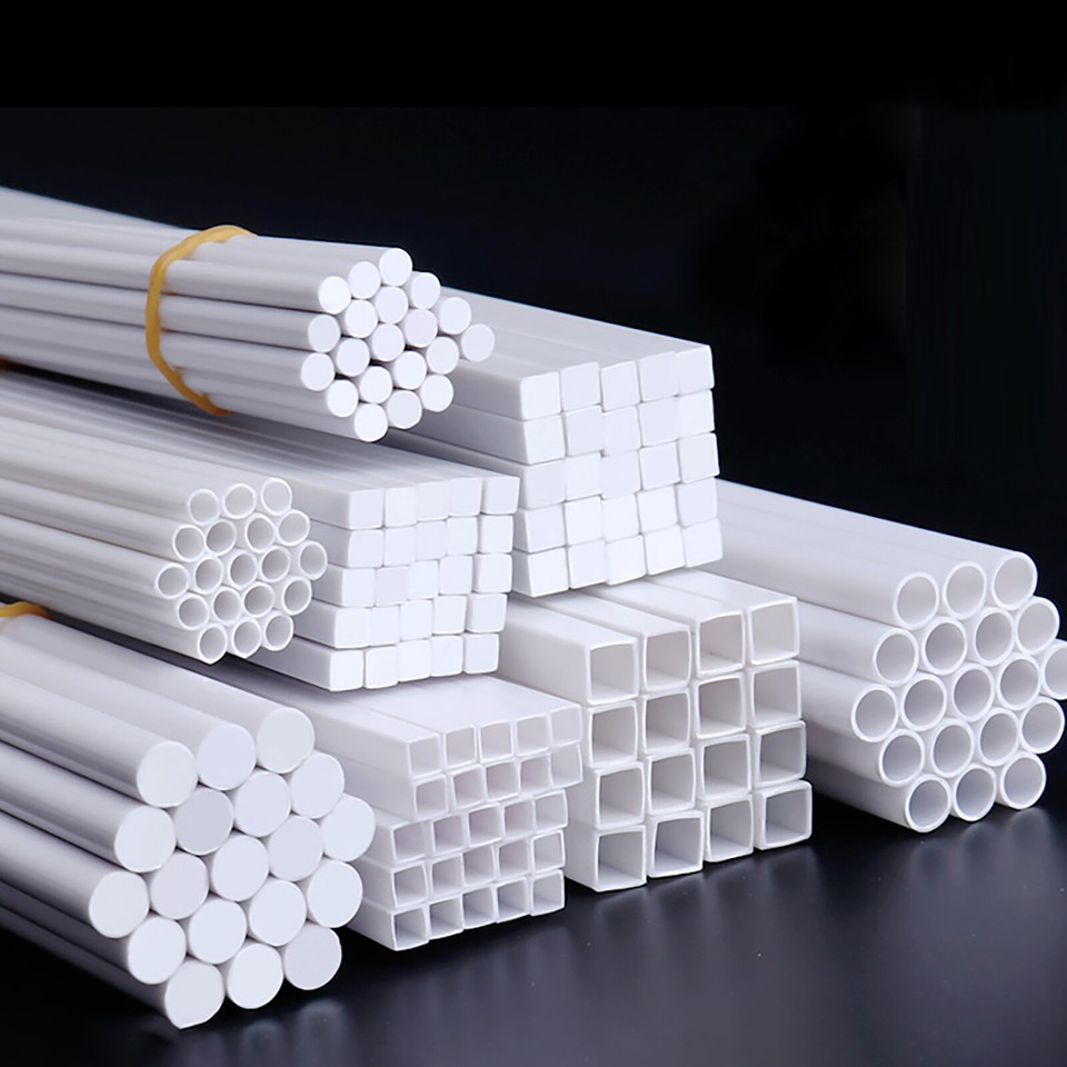 ABS White Round/Square Plastic Tube DIY Model Crafts 250mm x 1/2/3/4/5 ...