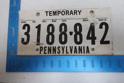 Pennsylvania License Plate Tag 1974 74 PA Temporary Cardboard 3188-842 ...