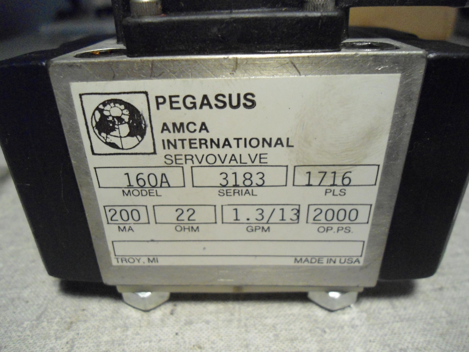Pegasus Amca International 160A Servovalve Servo Valve | eBay