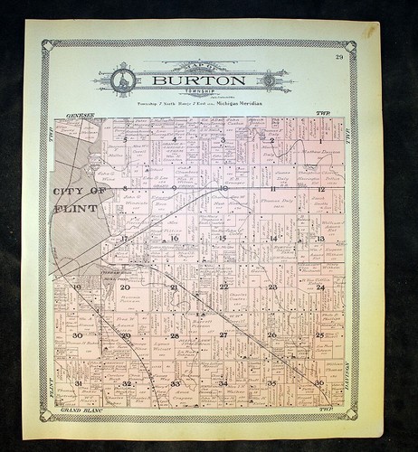 1907 Burton Township Plat Map Genesee County Michigan Original | eBay