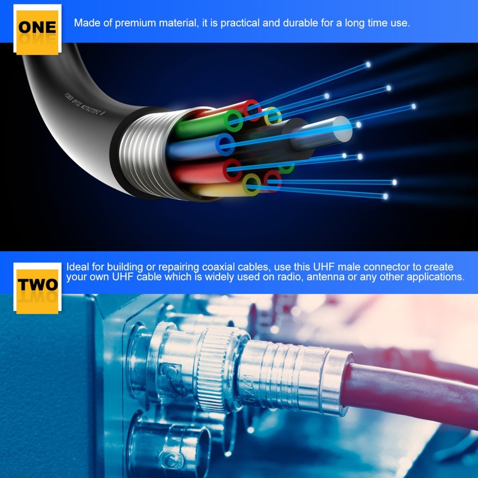 2Pcs High Temperature Uhf Male Solder Connector for Coaxial Cable ...