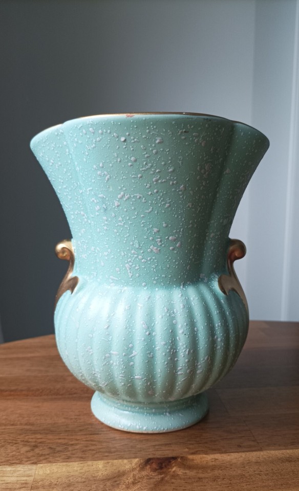 Vintage Art Deco Crown Devon Pottery Green Speckled Vase | eBay UK