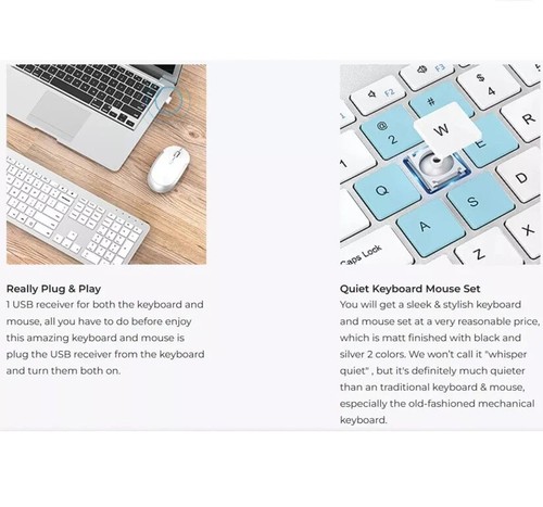 Seenda SK38-3 Wireless Keyboard, Mouse - ULTRA THIN QUIET / UK - QWERTY ...