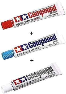 Tamiya polishing compound set Fin&Finish&Coarse (3pc) 87068 87069 87070 ...