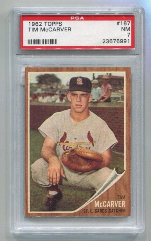 1962 Topps - TIM McCARVER - Rookie Card #167- ST. LOUIS CARDINALS PSA 7 ...