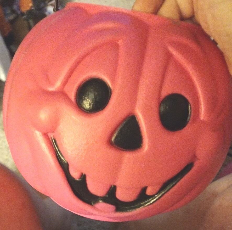 Vtg Pink Pumpkin Bucket Halloween JackOLantern General Foam Plastics ...