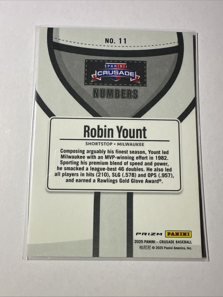Robin Yount 2025 Panini Crusade Numbers Prizm #11 Milwaukee Brewers | eBay