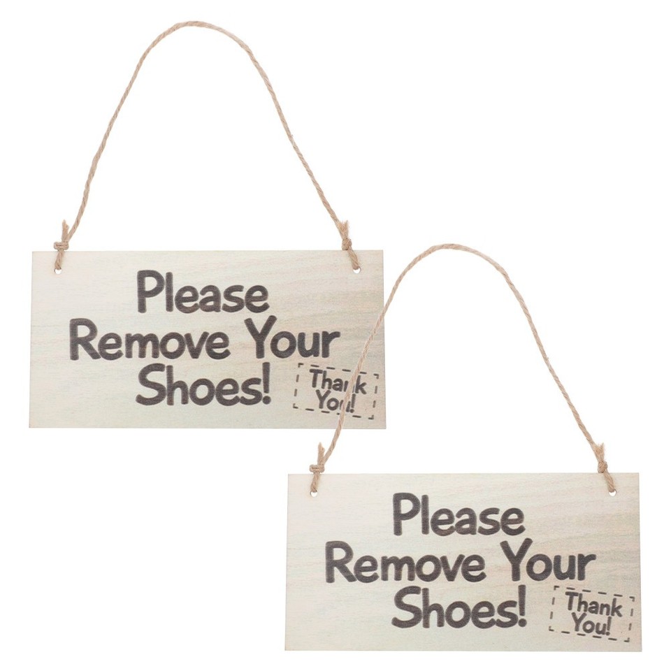 2 Pcs Wooden Door Hanging Sign Please Remove Your Shoes Front Door ...
