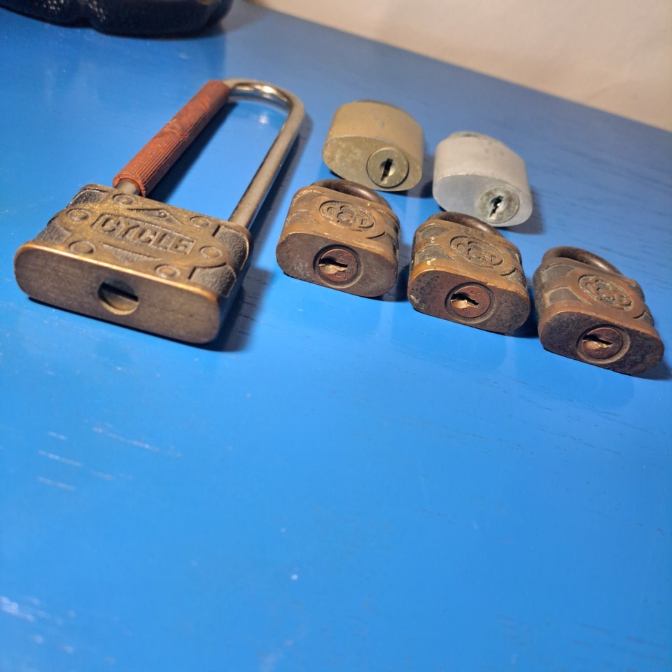 Lot of 6 Vintage Locks Antique Padlocks NO Keys. Corbin (3) Master Lock ...