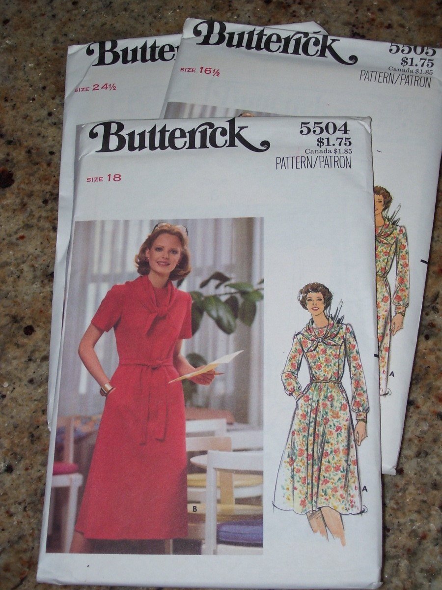 UNCIRCULATED 1979 BUTTERICK #5504 / #5505-LADIES DRESS & SCARF PATTERN ...