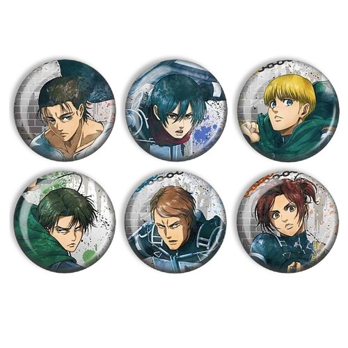 6 Pk Attack on Titan AOT Pin Set Anime Manga Cosplay Button 1.25" Eren ...