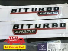 MERCEDES BENZ Genuine Right Front Fender Badge Emblem Nameplate Biturbo ...