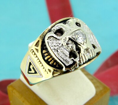 .15 ct Diamond 10k White & Yellow Gold 32 Degree Scottish Rite Ring ...