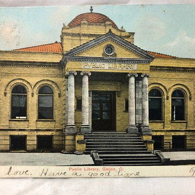 Vintage 1908 Galion Ohio Postcard Public Library | eBay