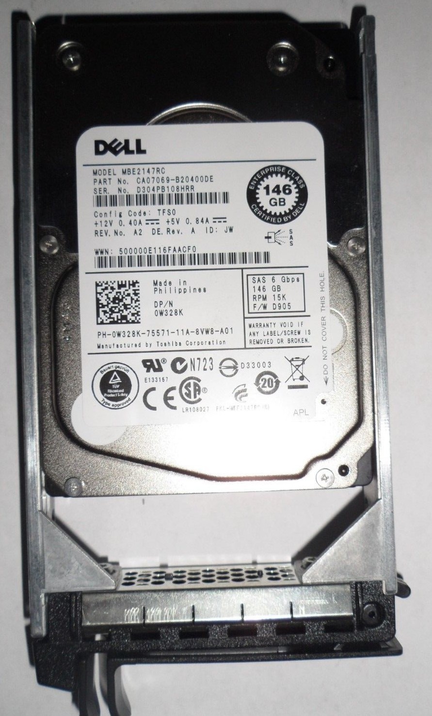 Dell W328K 146GB 15000RPM 6Gb/s 2.5" SAS Hard Drive MBE2147RC | eBay