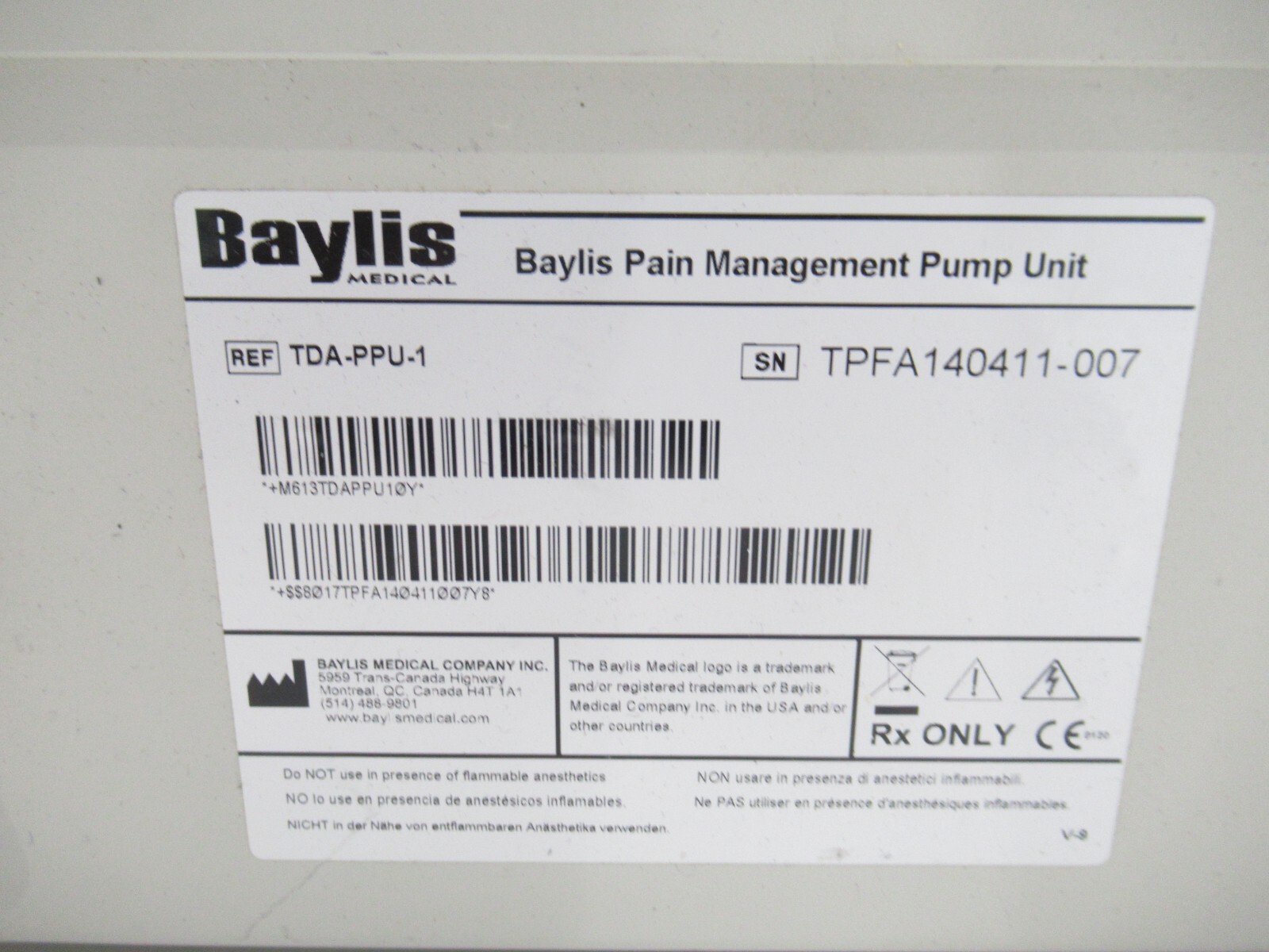 BAYLIS MEDICAL TDA-PPU-1 PAIN MANAGEMENT PERISTALTIC PUMP RF GENERATOR ...