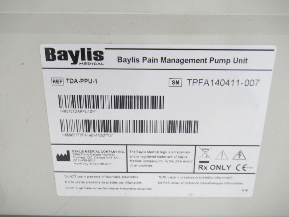 BAYLIS MEDICAL TDA-PPU-1 PAIN MANAGEMENT PUMP PERISTALTIC RF GENERATOR ...