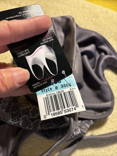 BALI Bra 3508 Gray Comfort Indulgence Lace Wing Underwire Unlined Bra ...