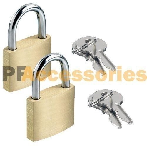 2 Pcs 25mm Solid Brass Mini Padlock Set Pad Locks w/ 2 Keys for Locker ...