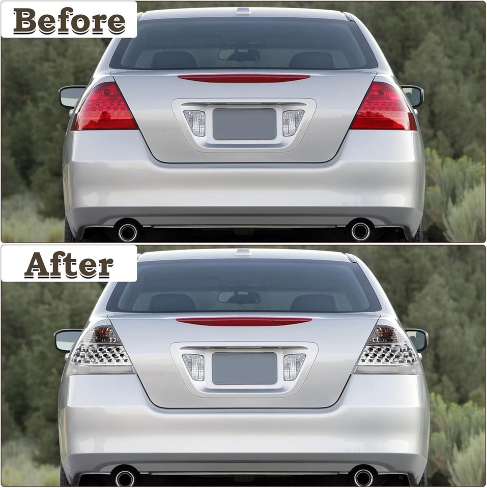 Pair Tail Light For 2006-2007 Honda Accord 4DR Sedan Crystal Rear Brake ...