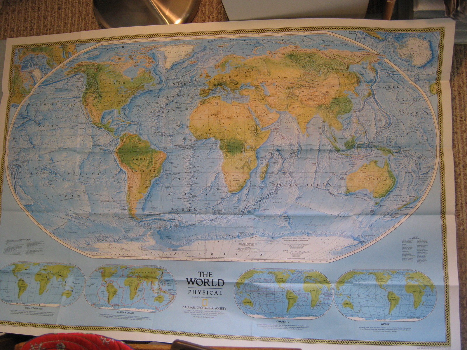 THE WORLD POLITICAL & PHYSICAL MAP National Geographic February 1994 | eBay