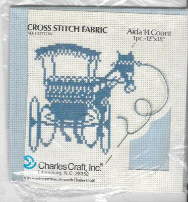 Charles Craft Aida 14 Count Cross Stitch Fabriic 12" X 18" - Lt Blue ...