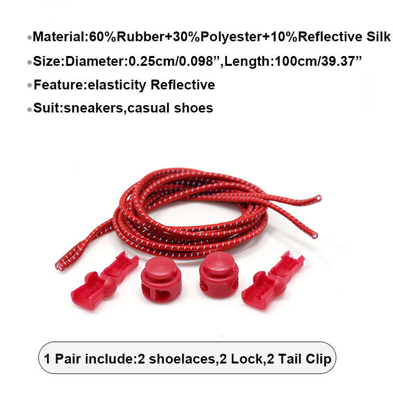 Reflective No Tie Elastic Lock Lace Lock Shoe Laces Shoelaces Runner ...