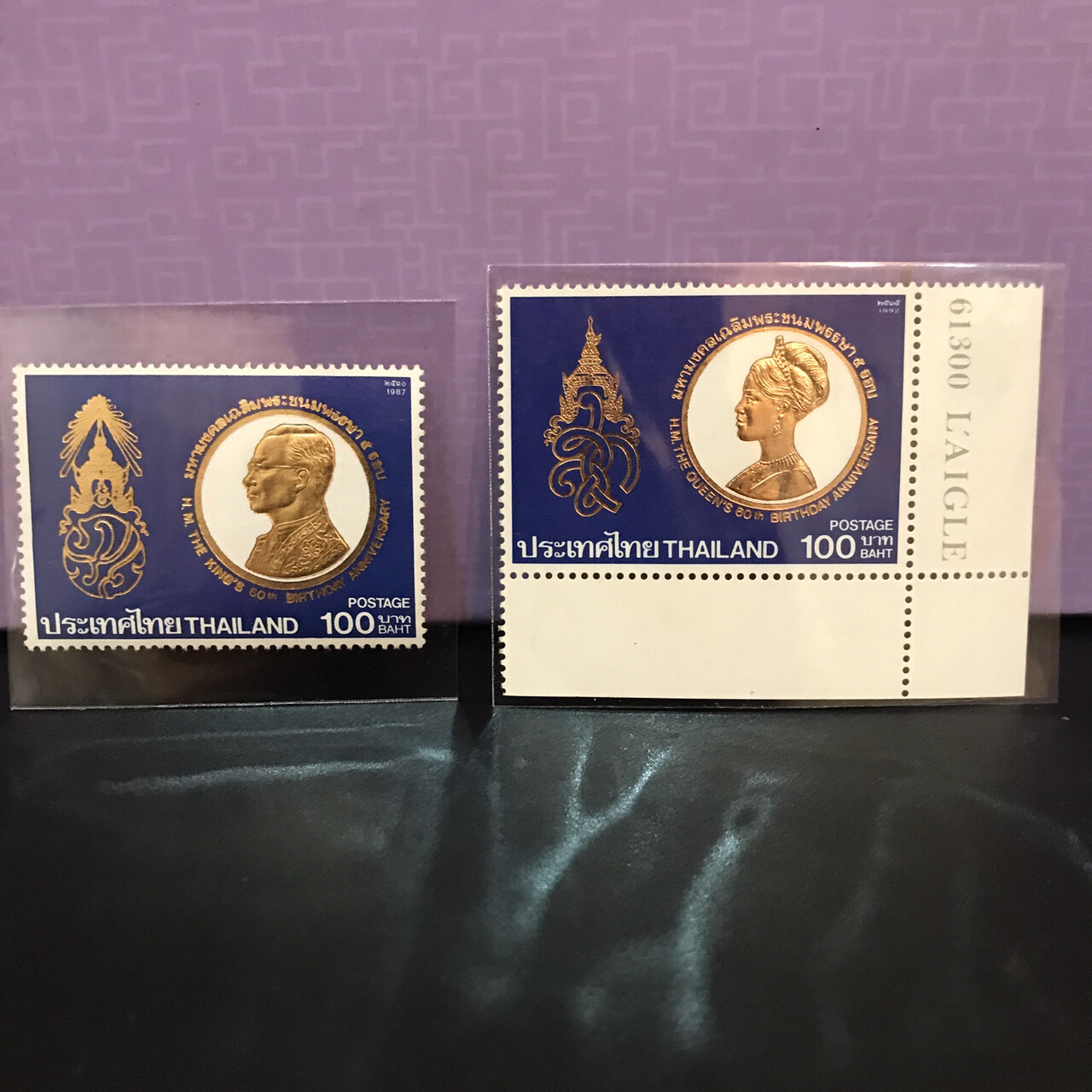 Thailand Stamp Gold 1987 MNH 60th Birthday's King Rama IX&H.M.Queen ...