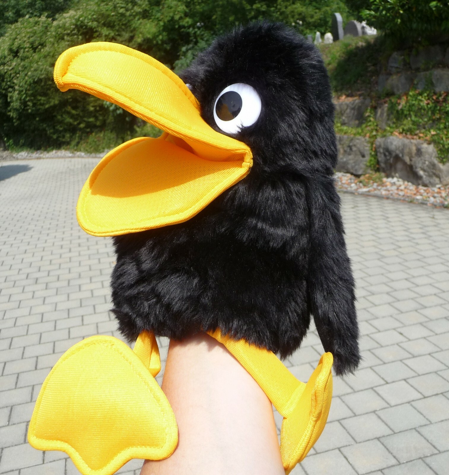 Plüsch Handspielpuppe RABE ABRAXAS Länge 42cm "SEHR SCHÖN und FLAUSCHIG ...