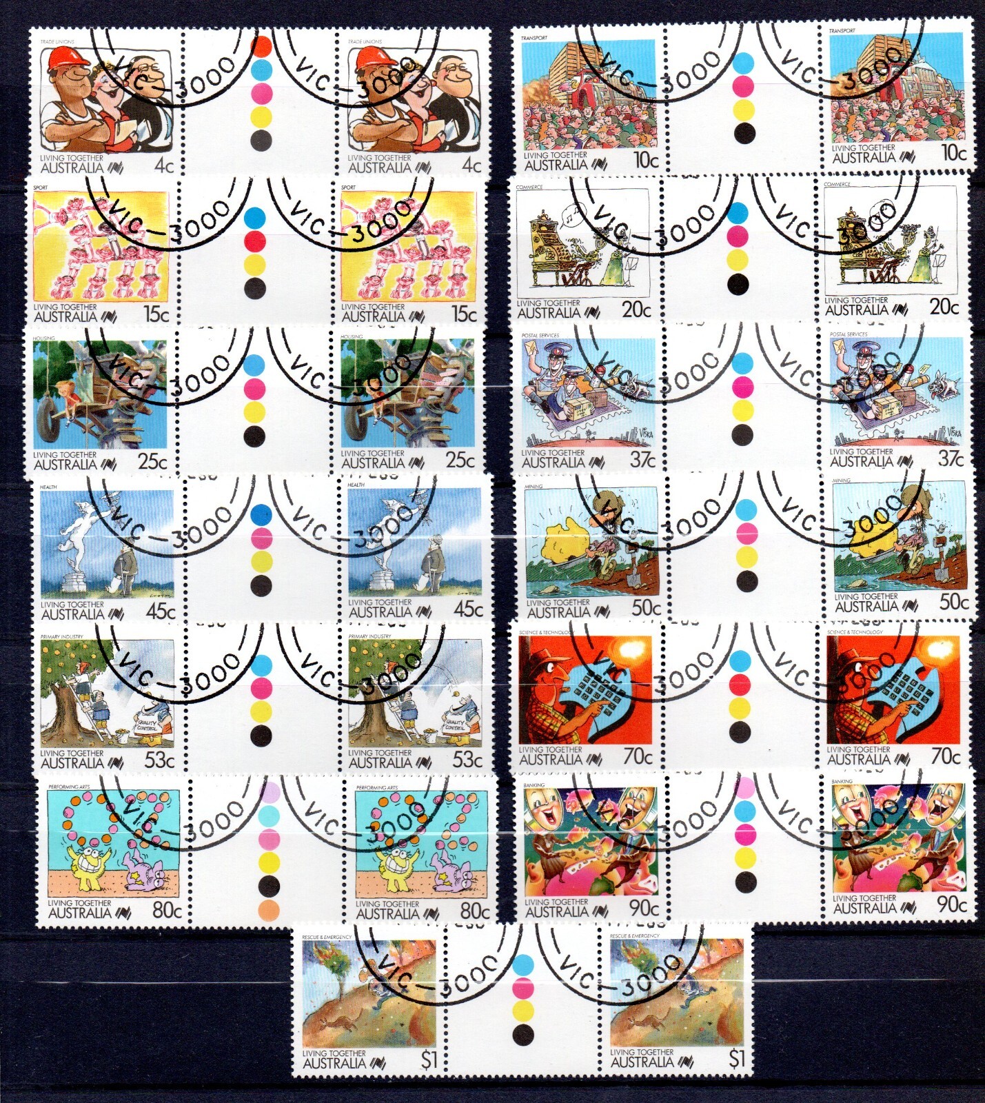 Australia 1988 set def.stamps (Michel 1080/92) Tete-Beche nice used | eBay