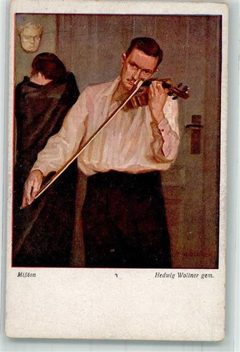 39806231 - sign. Wollner, Hedwig Misston Mann spielt traurig auf der ...