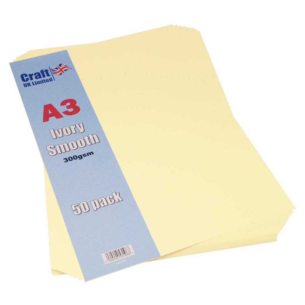 50 SHEETS A3 SMOOTH THICK 300gsm CARD IVORY CREAM or WHITE 420mm x ...