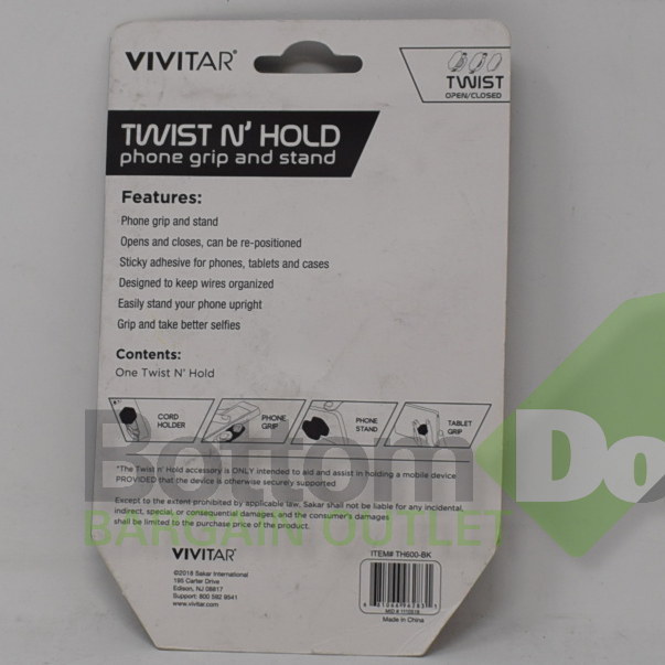 Vivitar Twist 'N Hold Phone Grip & Stand Black & Sliver Design ...