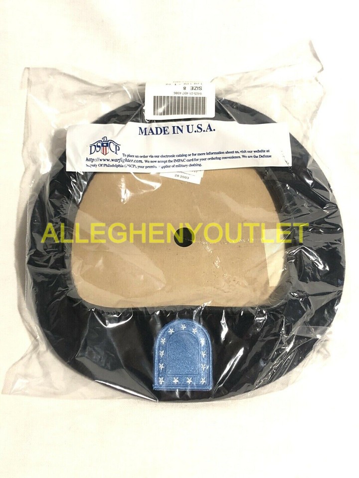 US Military Wool ASU Uniform Beret w/ Army Blue Flash Patch, Black ...