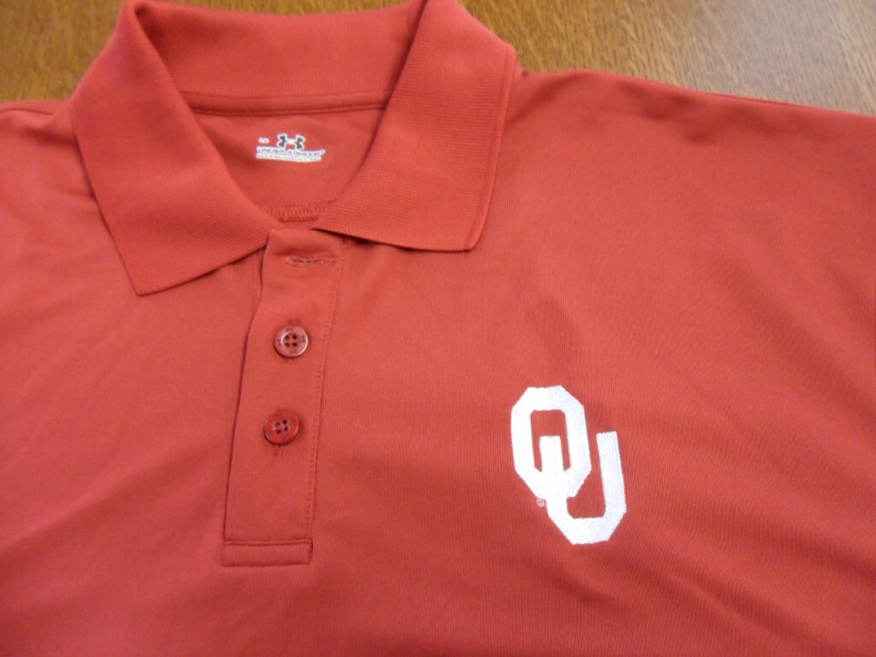 Red Crimson Oklahoma Sooners Under Armour ROTC Polo Shirt XL | eBay