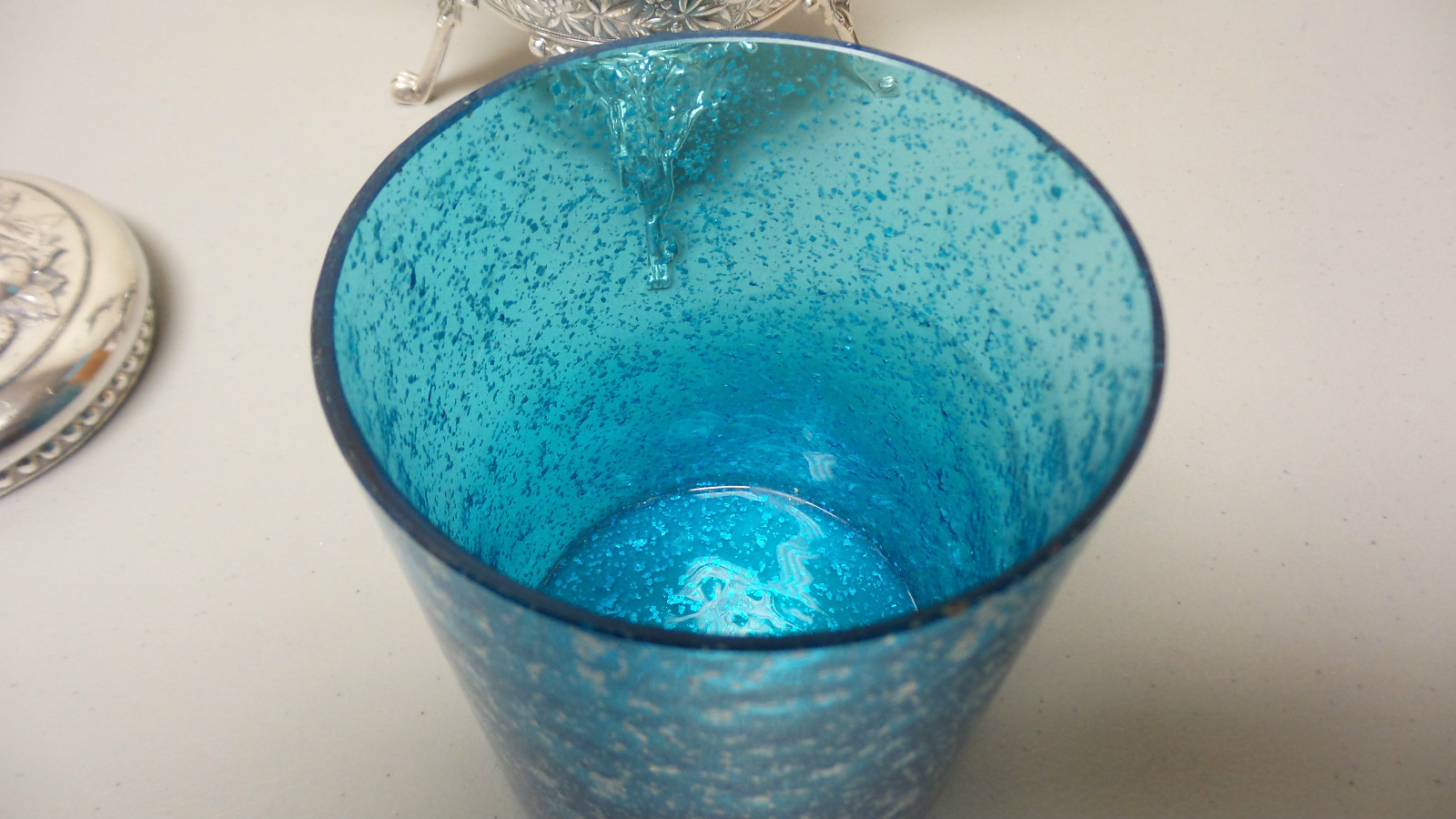 RARE HUGE VICTORIAN PICKLE CASTOR, AQUA GLASS INSERT, MERIDEN SILVER ...