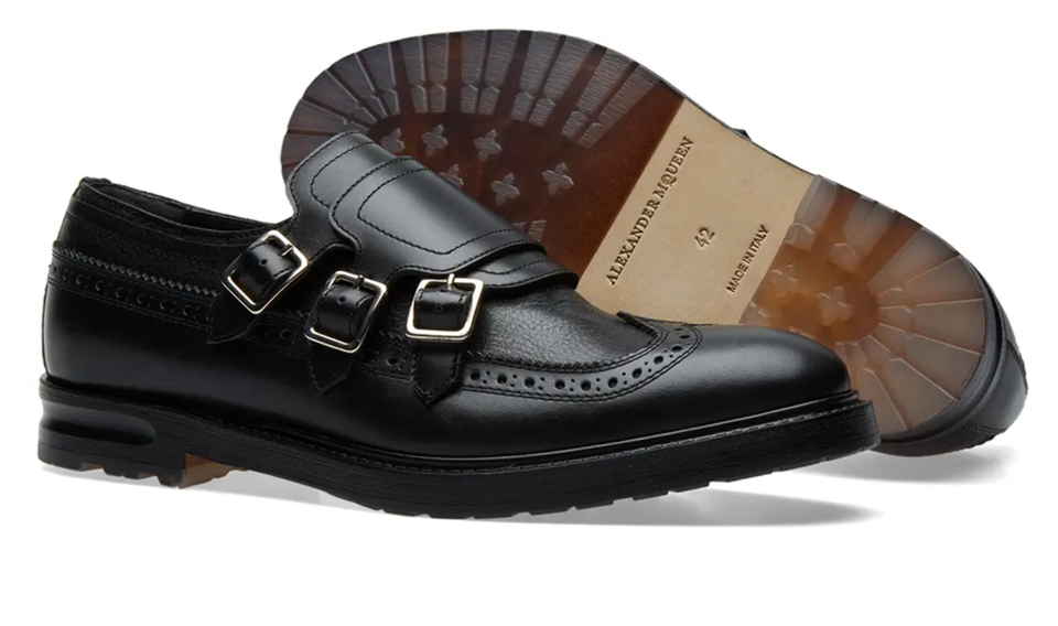 Alexander Mcqueen AMQ Monk Strap Derby Biker Brogue Chelsea Shoes 41.5 ...