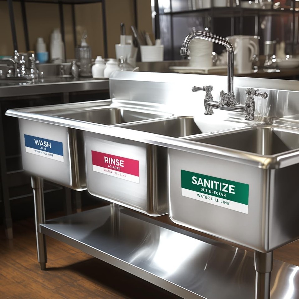 5 Pack Wash Rinse Sanitize Sink Labels, 3 x 9 inches (5 Pack), 5 | eBay