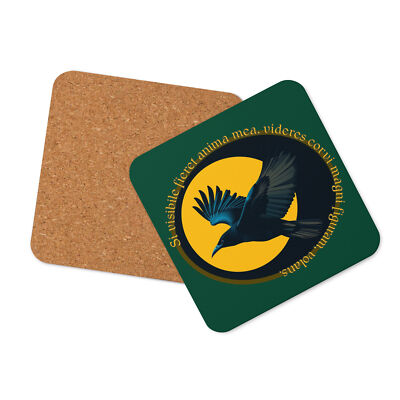 "Raven Soul" Latin Quote Cork-back coaster Familiar Spirit Animal Crow ...