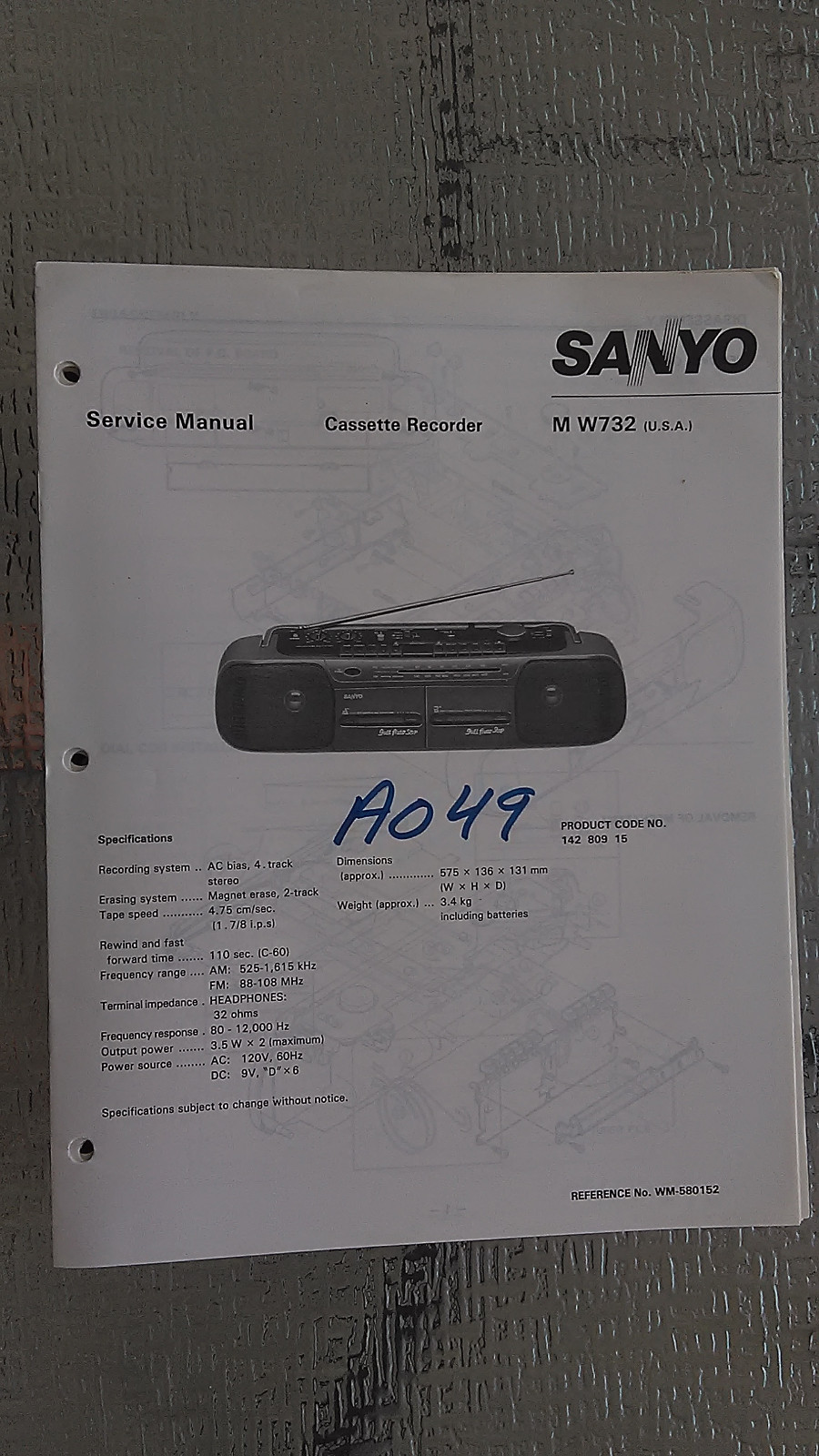sanyo m w732 Service Manual Original Factory Repair book boombox ghettoblaster | eBay