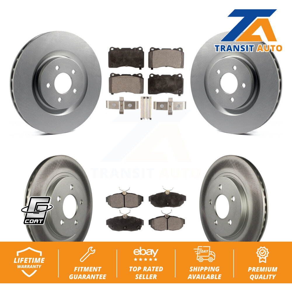 Coated Disc Brake Rotors And Semi-Metallic Pads Front Rear Kit For Ford ...