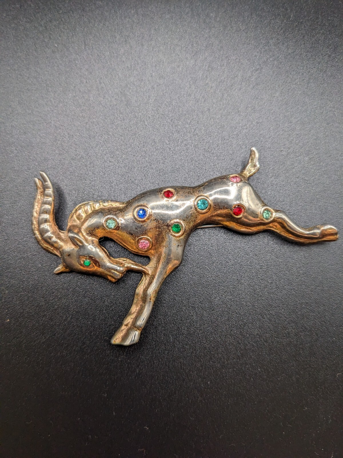 Bucking Goat Ram With Coloured Crystals Brooch Pin 8.5 cm X 5.5 cm | eBay