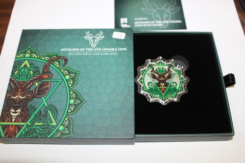2022 2 oz .9999 Silver $5 Antelope of the 4th Chakra Coin ~ Colorized ...