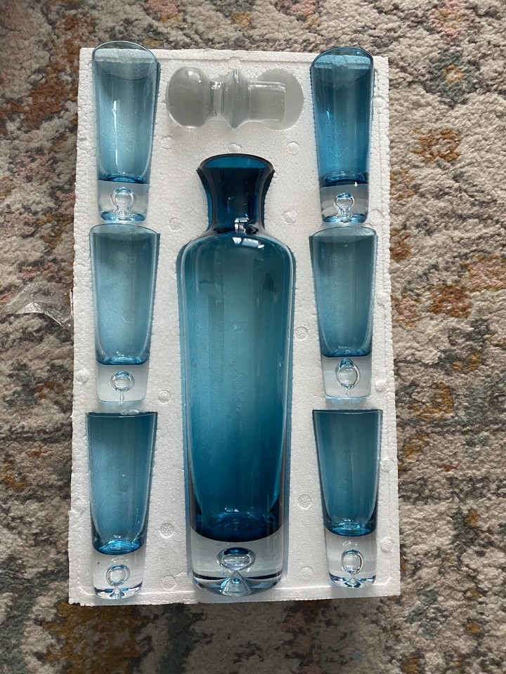 Block Crystal Festival 7 Piece Set Vodka/Liqueur Set Blue | eBay
