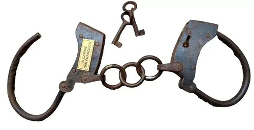 Cast Iron Working Handcuffs Alcatraz Old Vintage Handcuff With Brass ...
