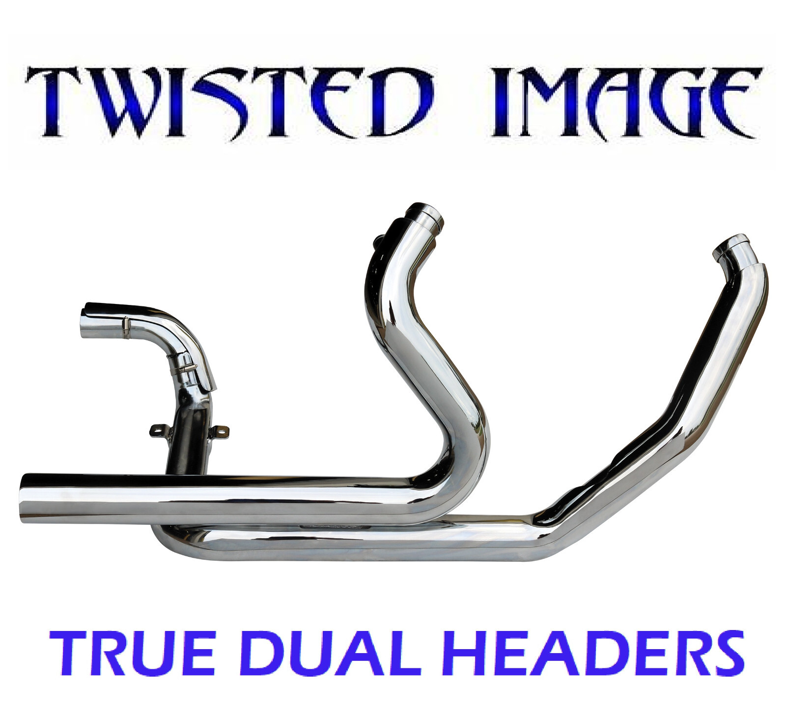 CHROME TRUE DUAL HEAD PIPES w/HEAT SHIELDS HARLEY ELECTRA GLIDE ROAD ...