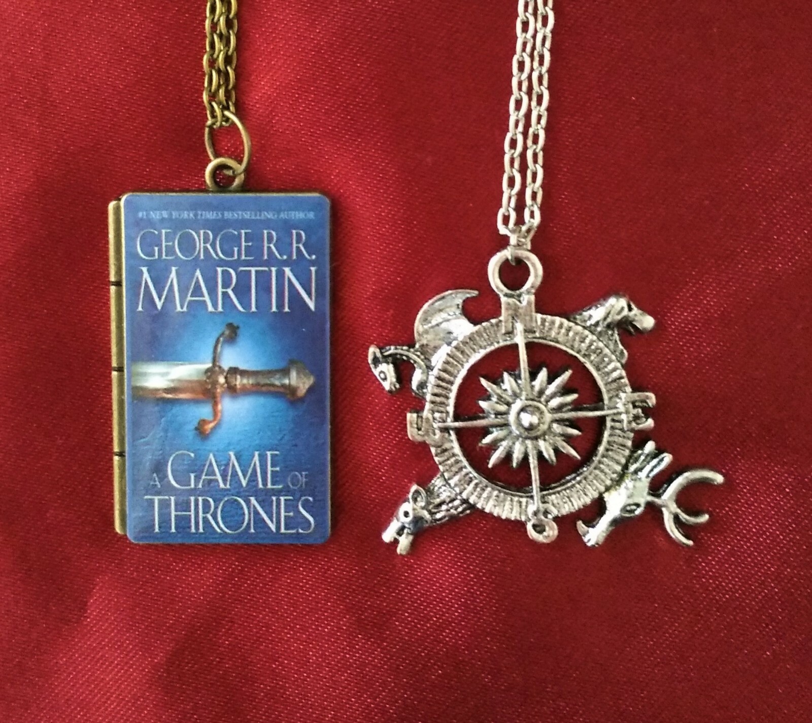 Game of Thrones PENDANTS Compass Tiny Book Stark Targaryen Lannister ...