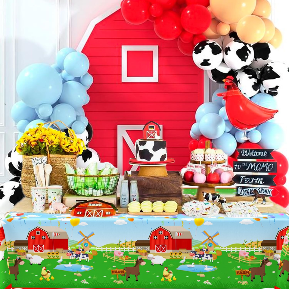 Farm Animal Tablecloth,3Pcs Barnyard Theme Tablecloths Set - Farm ...