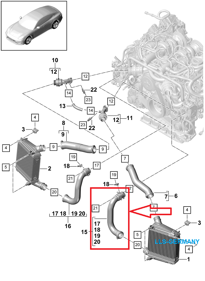 Tubo Intercooler Tubo Turbo Per Porsche Panamera 971 2.9 E-Hybrid ...