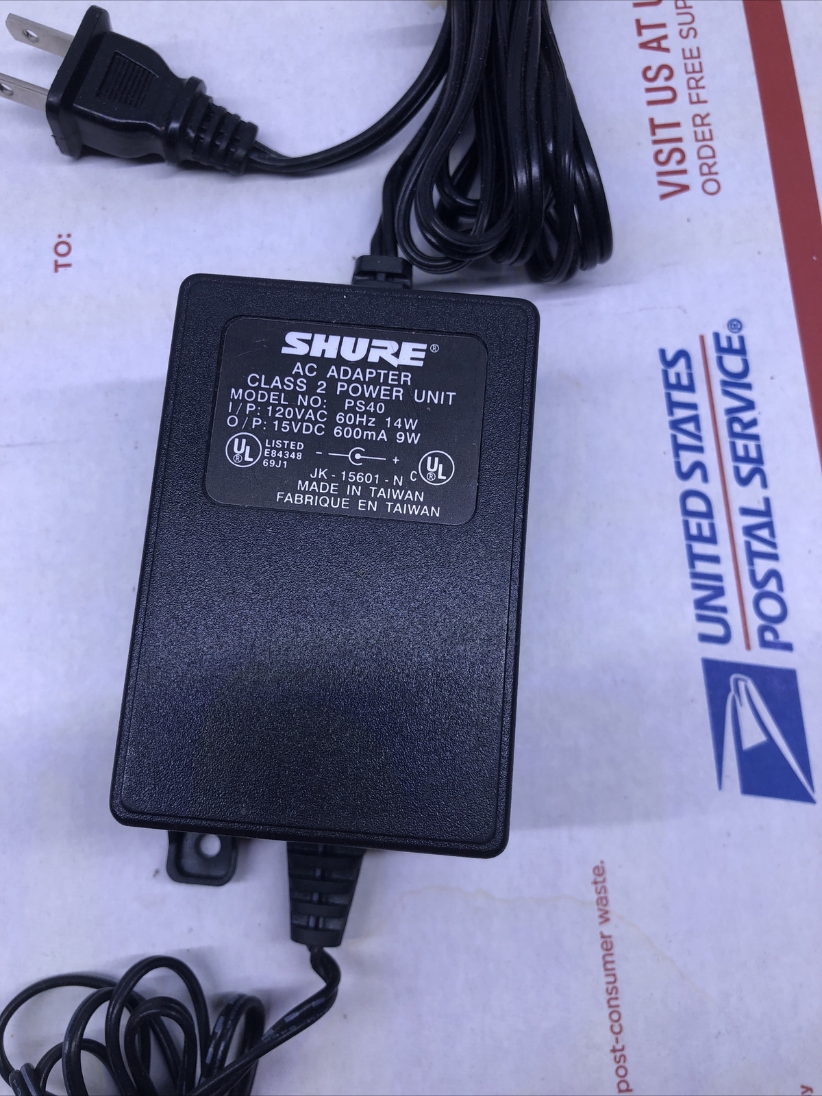 Genuine Shure PS40 15V - 600mAh 9W Power Supply / AC Adapter | eBay